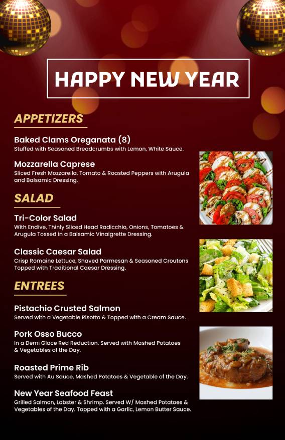 Classic New Year Menu Template for Your Restaurants