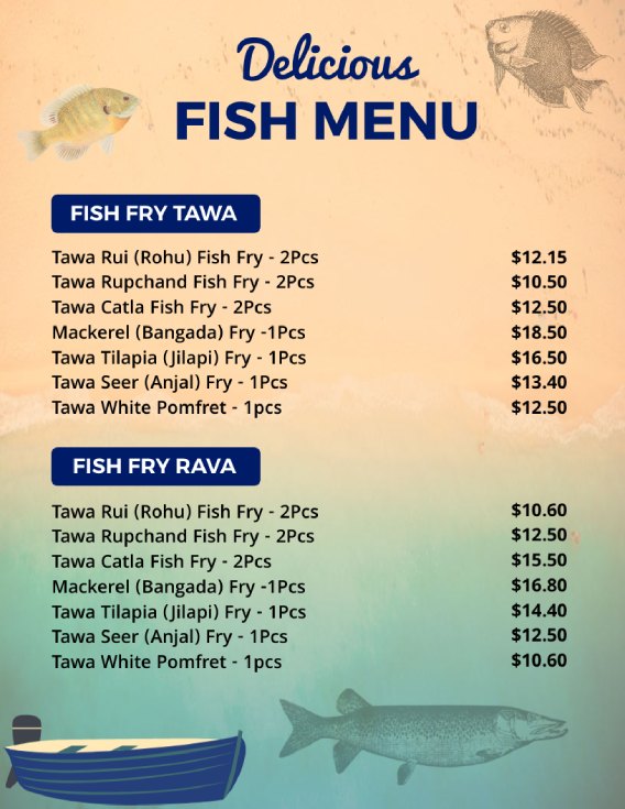 Delicious Fish Menu Template for Your Fish Restaurant