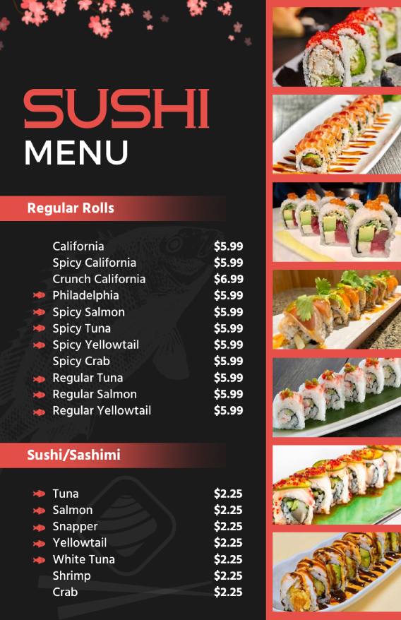 Modern Sushi Menu Template for Your Sushi Restaurant