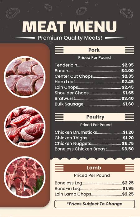 Aesthetic Meat Menu Template For Your Butcher Shop