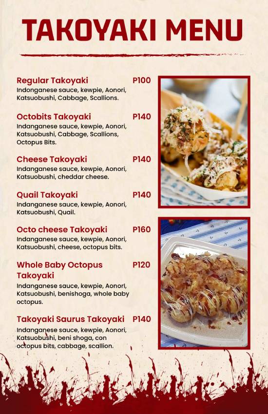 Classic Takoyaki Menu Template with Regular Flavors