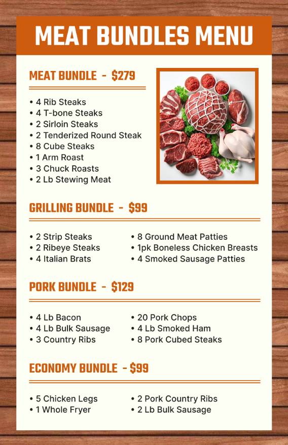 Modern Meat Bundle Menu Template for Every Occasion