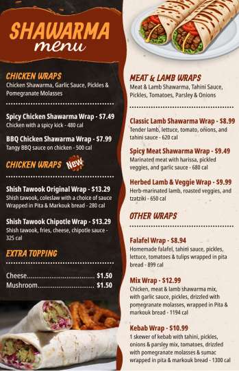 Shawarma Menu Templates - Free | Printable | Downloadable