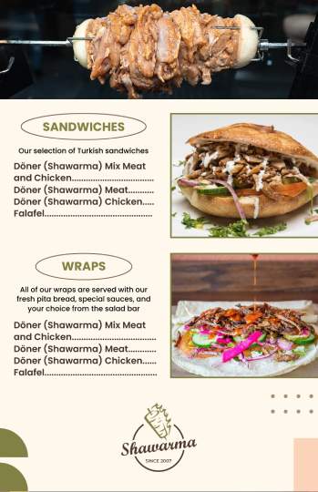 Shawarma Menu Templates - Free | Printable | Downloadable