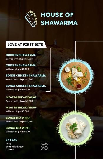 Shawarma Menu Templates - Free | Printable | Downloadable
