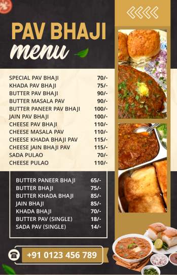 Indian Menu Templates - Free | Editable | Customizable