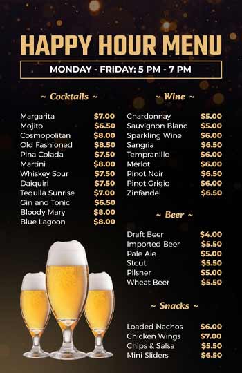 Alcohol Menu Templates - Free | Customizable | Downloadable