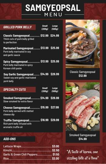 Korean Menu Templates - Free | Editable | Downloadable