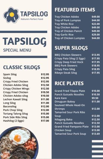 Filipino Menu Templates - Free | Printable | Downloadable