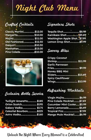 Alcohol Menu Templates - Free | Customizable | Downloadable
