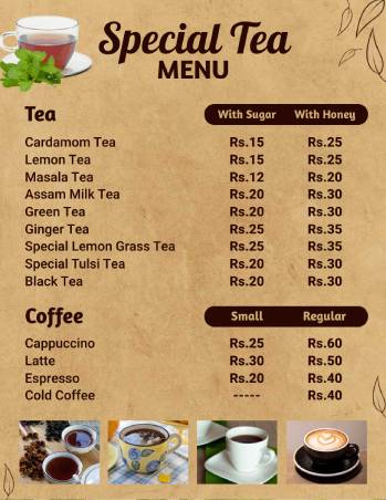 Tea Menu Templates - Free | Printable | Downloadable