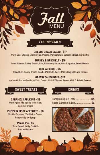 Fall Menu Templates - Free | Printable | Downloadable