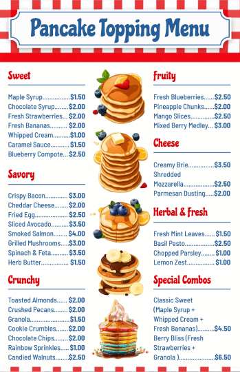 Toppings Menu Templates - Free | Printable | Customizable