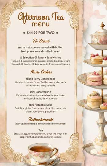 Tea Menu Templates - Free | Printable | Downloadable