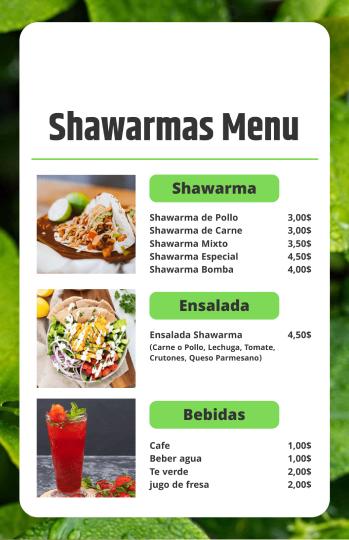 Shawarma Menu Templates - Free | Printable | Downloadable
