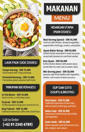 Indonesian Menu Templates - Lisi.Menu - Menu Maker by Lisi