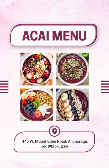 Acai Bowl Menu Templates - Free | Printable | Customizable