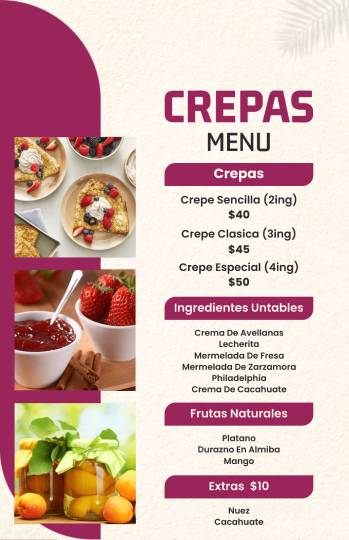 Crepe Menu Templates - Free | Printable | Customizable