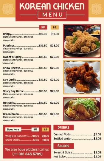 Korean Menu Templates - Free | Editable | Downloadable