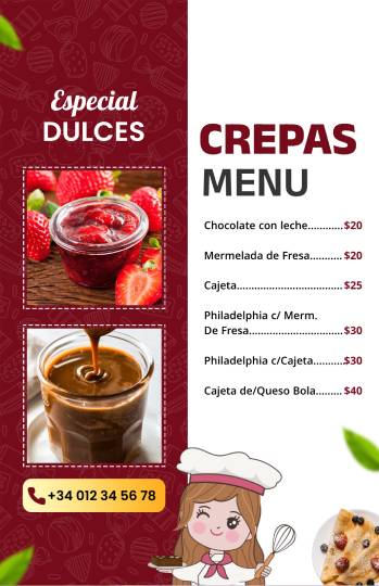 Crepe Menu Templates - Free | Printable | Customizable
