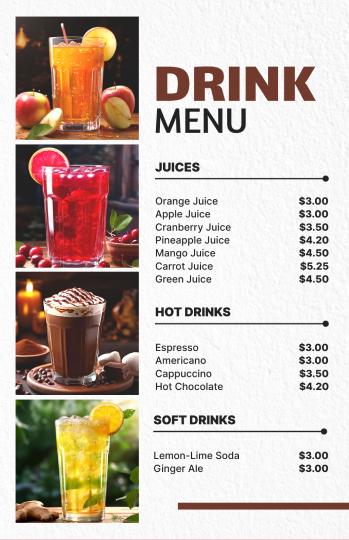 Beverage Menu Templates - Free | Printable | Downloadable